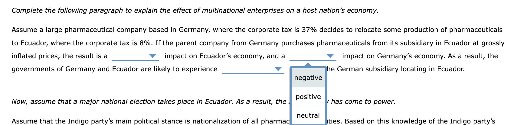 Solved Complete the following paragraph to explain the | Chegg.com
