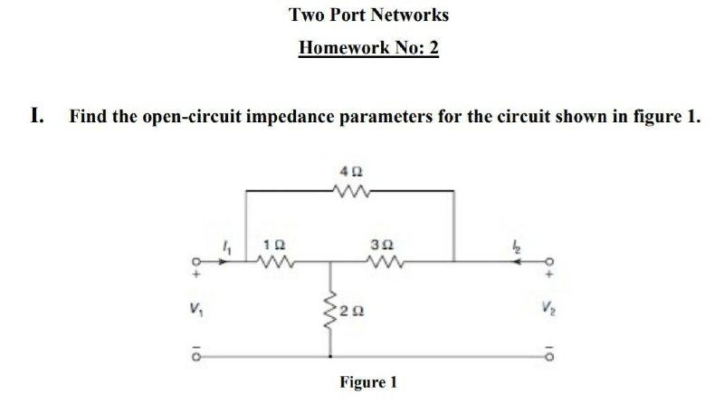 Solved Two Port Networks Homework No: 2 I. Find the | Chegg.com