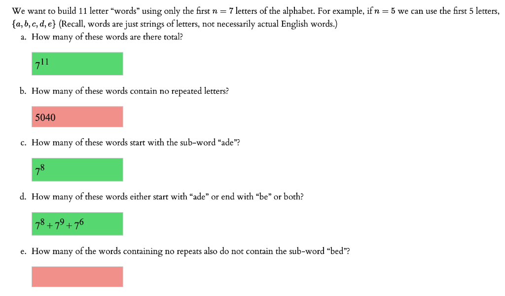 Solved We Want To Build 11 Letter words Using Only The Chegg