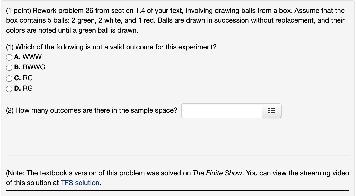 Solved (1 point) Rework problem 26 from section 1.4 of your | Chegg.com