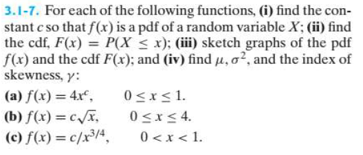 Solved 3.1-7. For each of the following functions, (i) find | Chegg.com