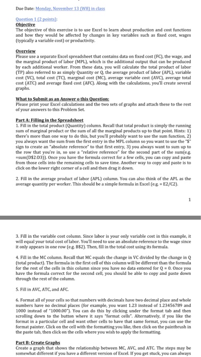 Solved Due Date: Question 112 points) Objective The | Chegg.com