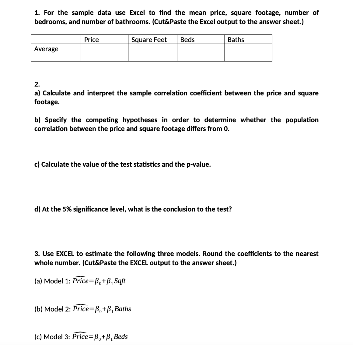 Solved 1. For the sample data use Excel to find the mean | Chegg.com