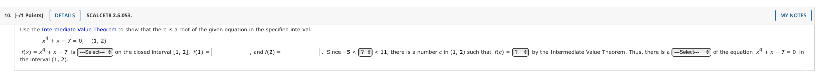 Solved 10. [-/1 Points] DETAILS SCALCET8 2.5.053. MY NOTES | Chegg.com