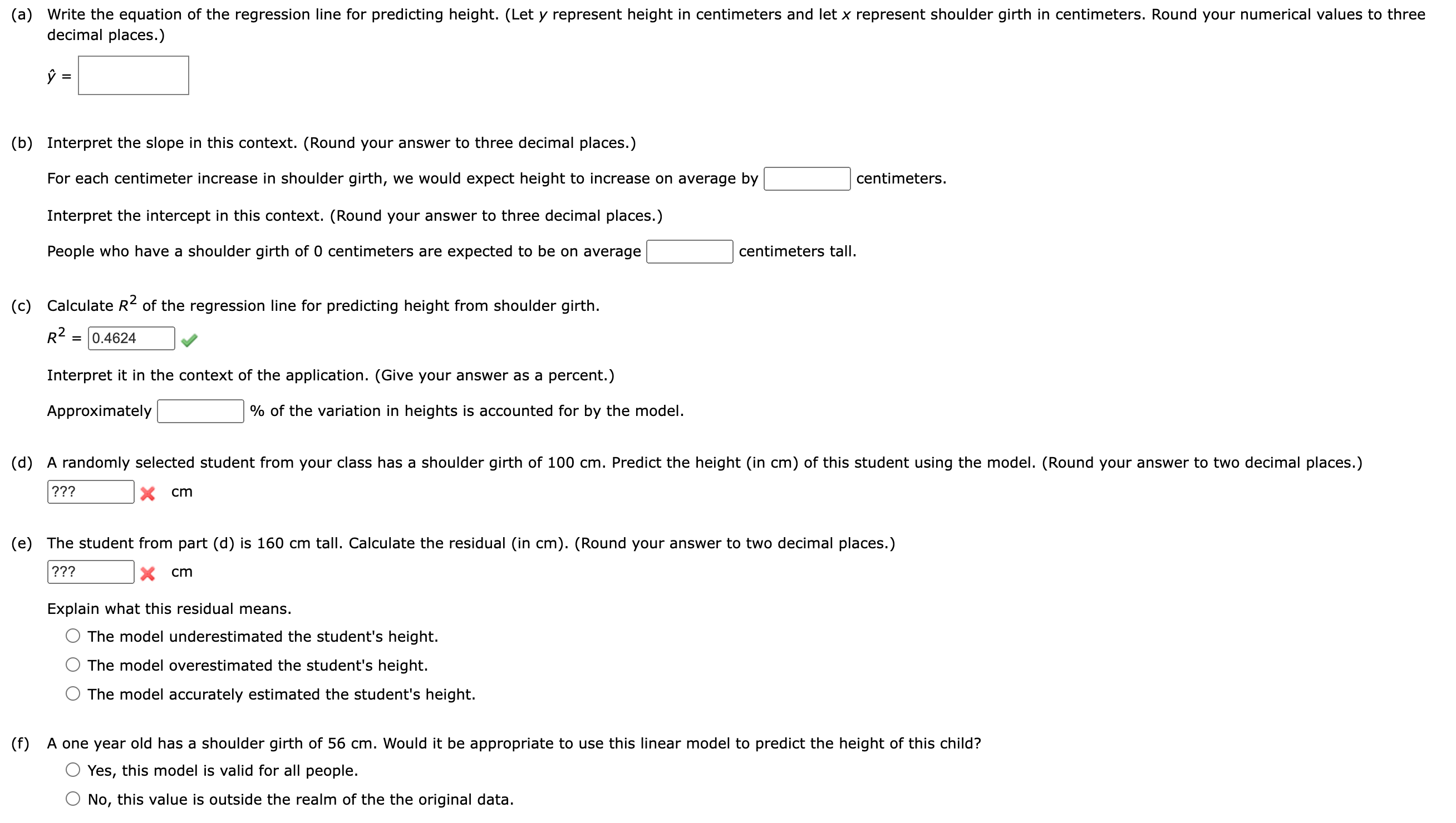 Solved Consider the following data on shoulder girth and | Chegg.com