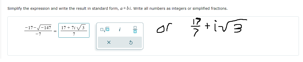 Solved Simplify the expression and write the result in | Chegg.com