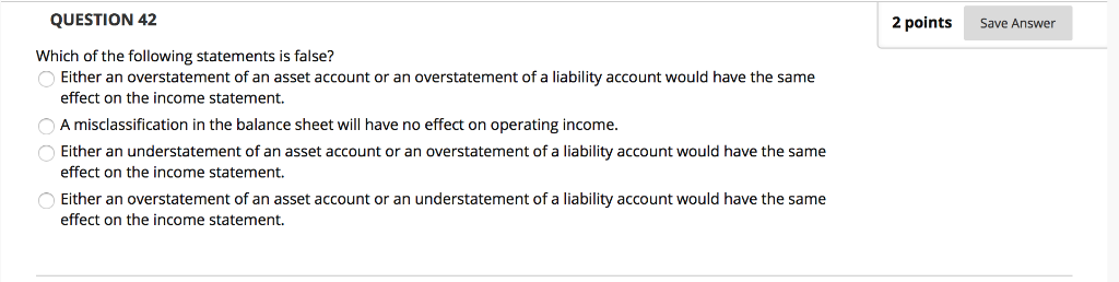 Solved QUESTION 42 2 points Save Answer Which of the | Chegg.com