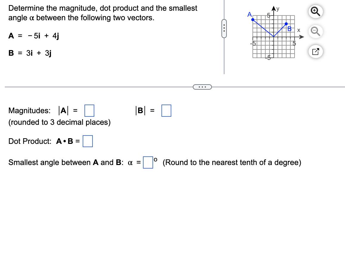 Solved Determine the magnitude, dot product and the smallest | Chegg.com