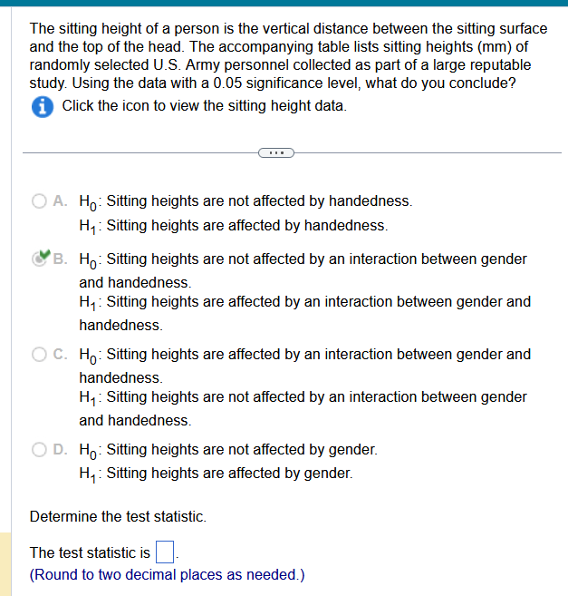 Solved The sitting height of a person is the vertical | Chegg.com