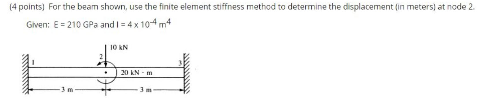 Solved (4 points) For the beam shown, use the finite element | Chegg.com