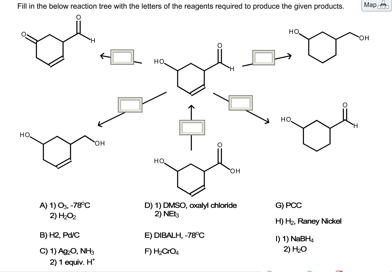 Solved Fill in the below reaction tree with the letters of | Chegg.com