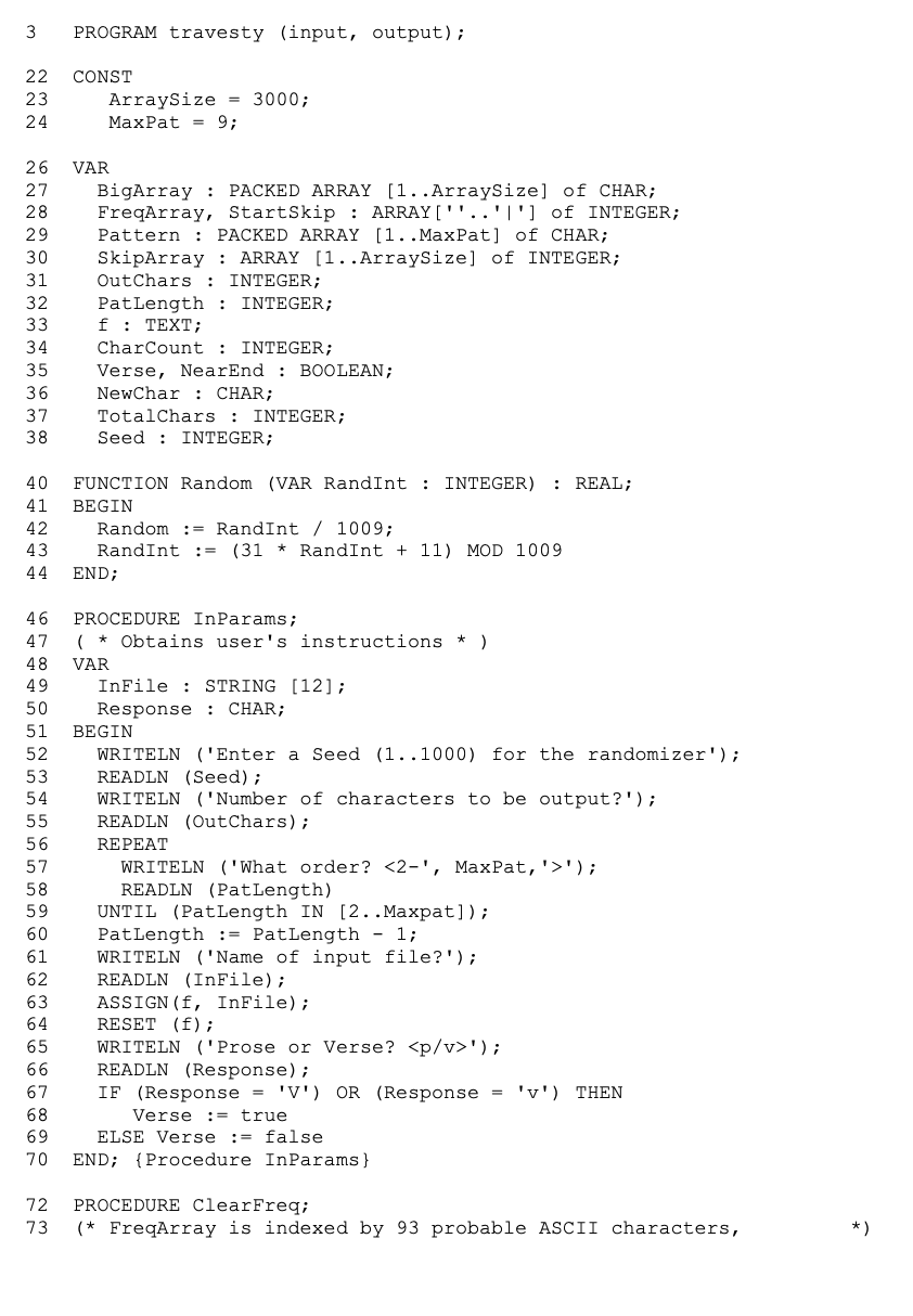 Solved 3 PROGRAM travesty (input, output); 222324 CONST | Chegg.com