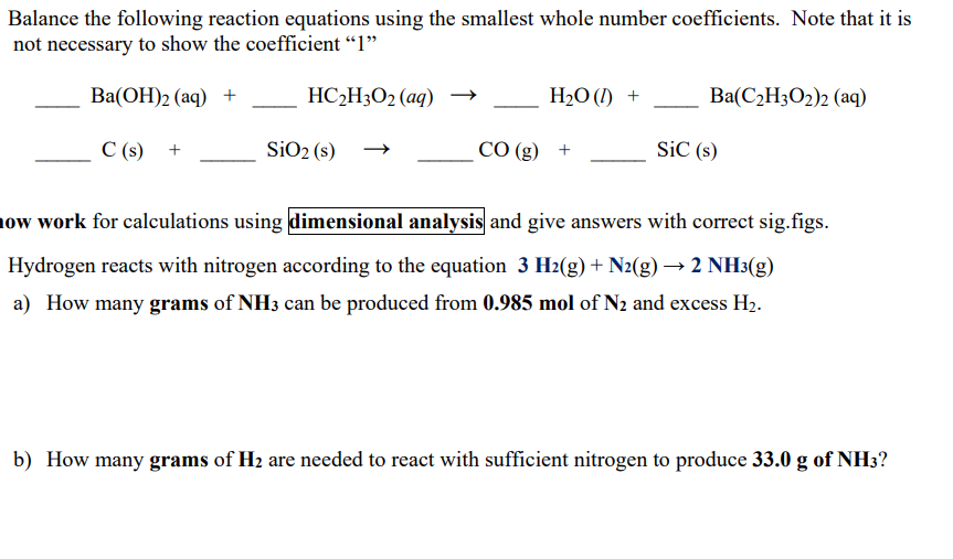 Solved Balance the following reaction equations using the | Chegg.com