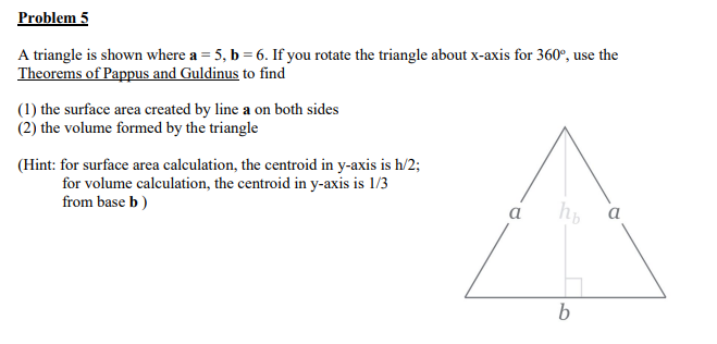 Solved A triangle is shown where a = 5, b = 6. If you rotate | Chegg.com