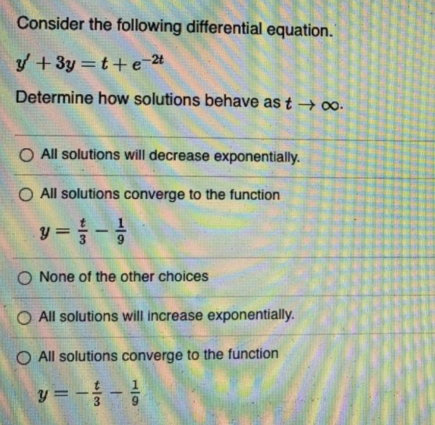 Solved Consider the following differential equation. + 3y | Chegg.com