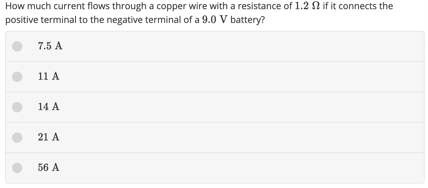 Solved How much current flows through a copper wire with a | Chegg.com