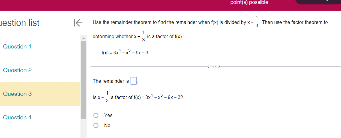 Solved restion list Question 1 Question 2 Question 3 | Chegg.com