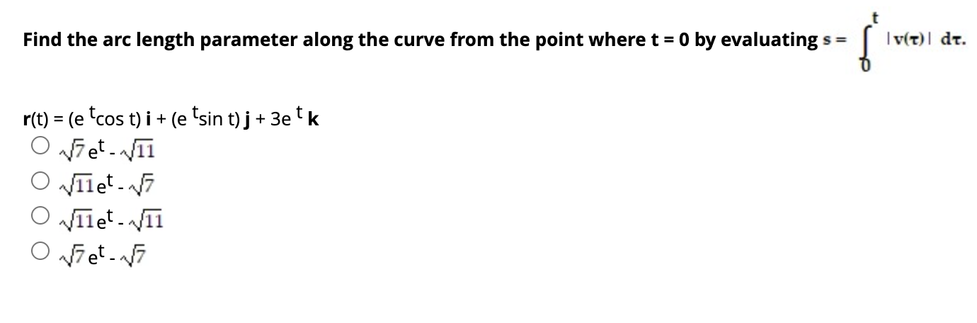 Solved Find the arc length parameter along the curve from | Chegg.com