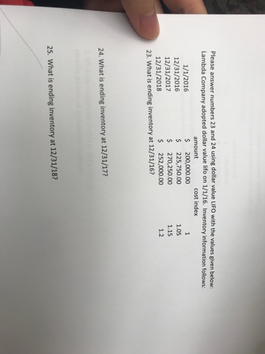 Solved Please answer numbers 23 and 24 using dollar value | Chegg.com