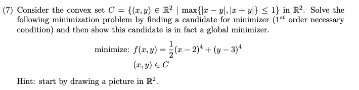 Solved (7) ﻿Consider the convex set | Chegg.com