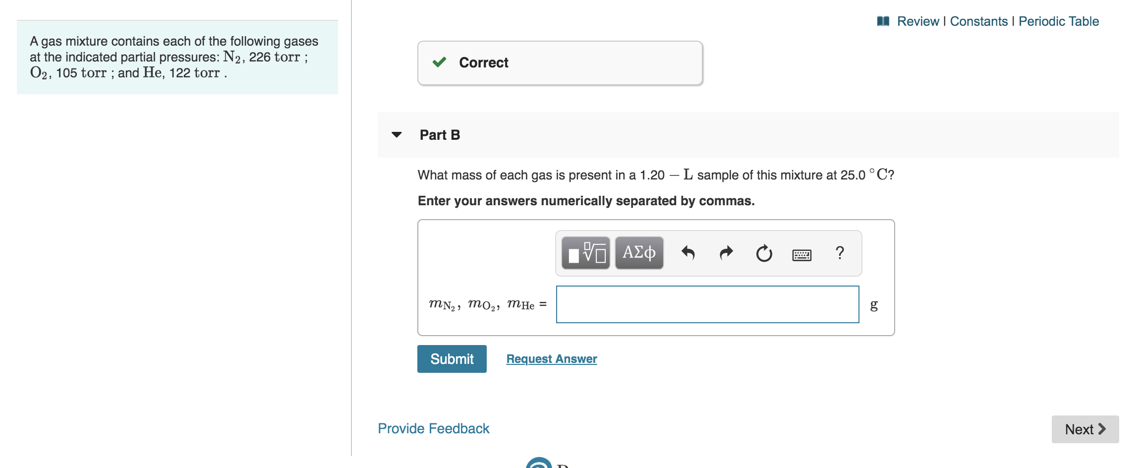 Solved M Review | Constants | Periodic Table A gas mixture | Chegg.com