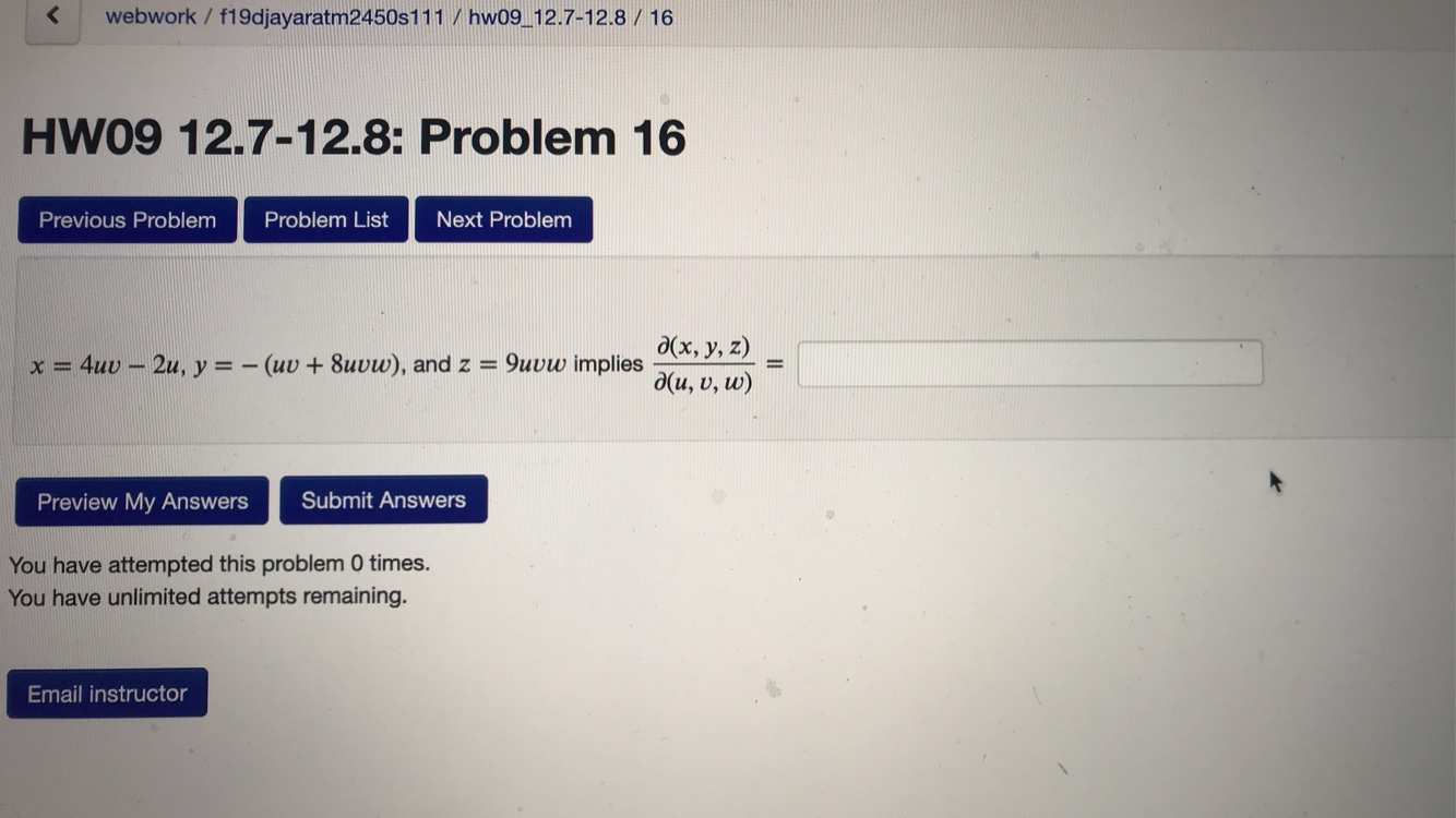 Solved webwork/f19djayaratm2450s111 /hw09 12.7-12.8 / 16 | Chegg.com