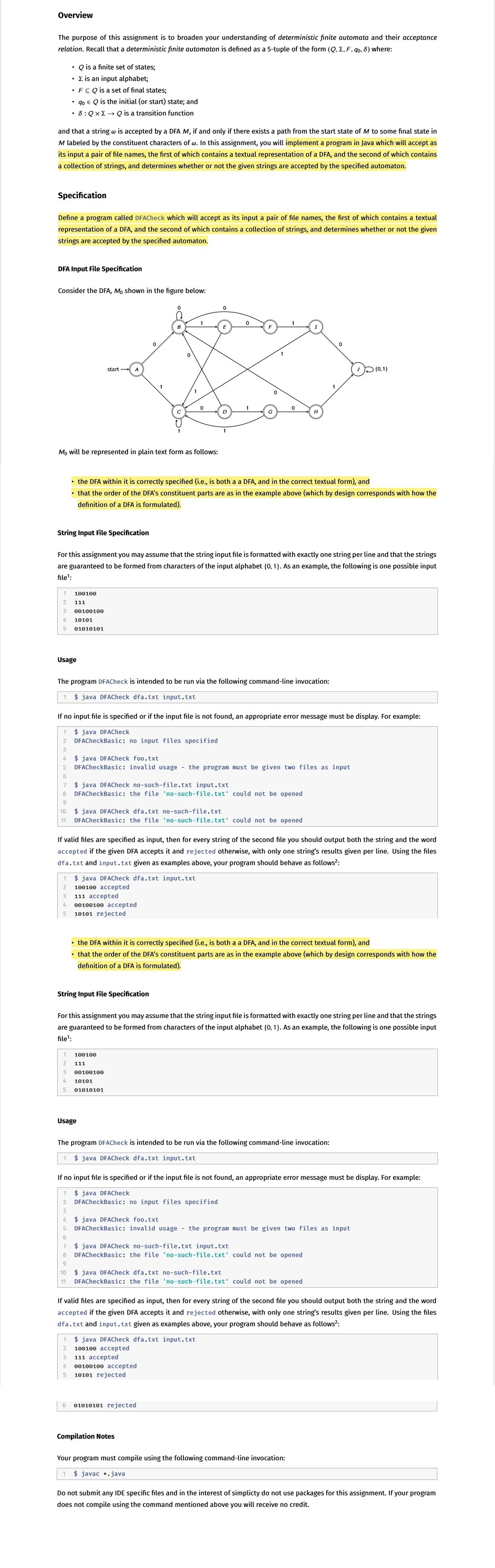 Create A Dfa Deterministic Finite Automata In Java