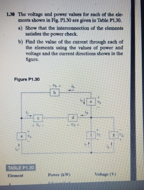 Solved 130 The voltage and power values for each of the ele- | Chegg.com