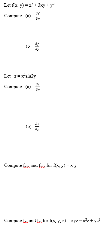 Solved - Let f(x, y) = x2 + 3xy + y2 Compute (a) e - Let | Chegg.com