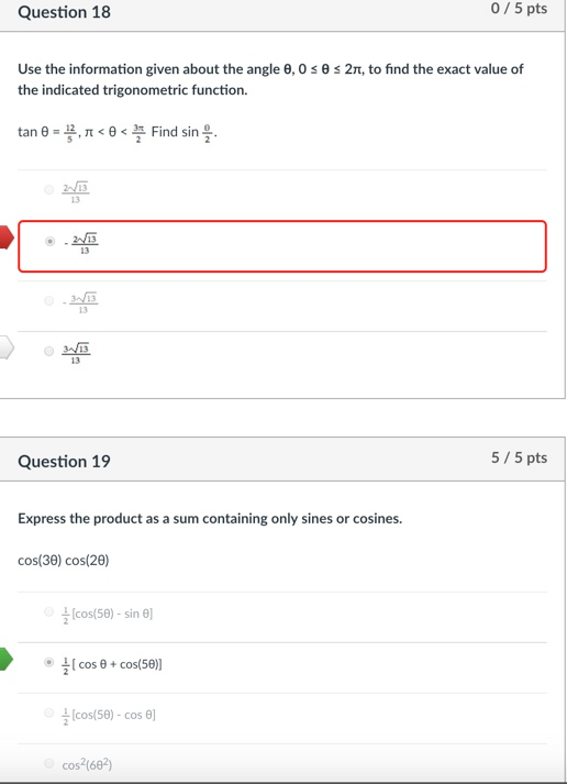 Solved Question 18 0/5 pts Use the information given about | Chegg.com