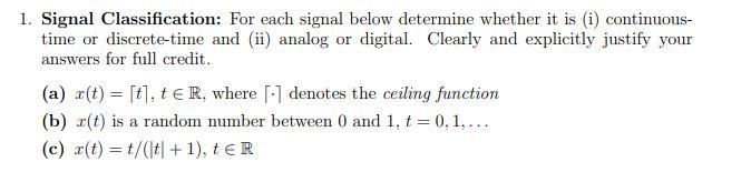 Solved 1. Signal Classification: For each signal below | Chegg.com