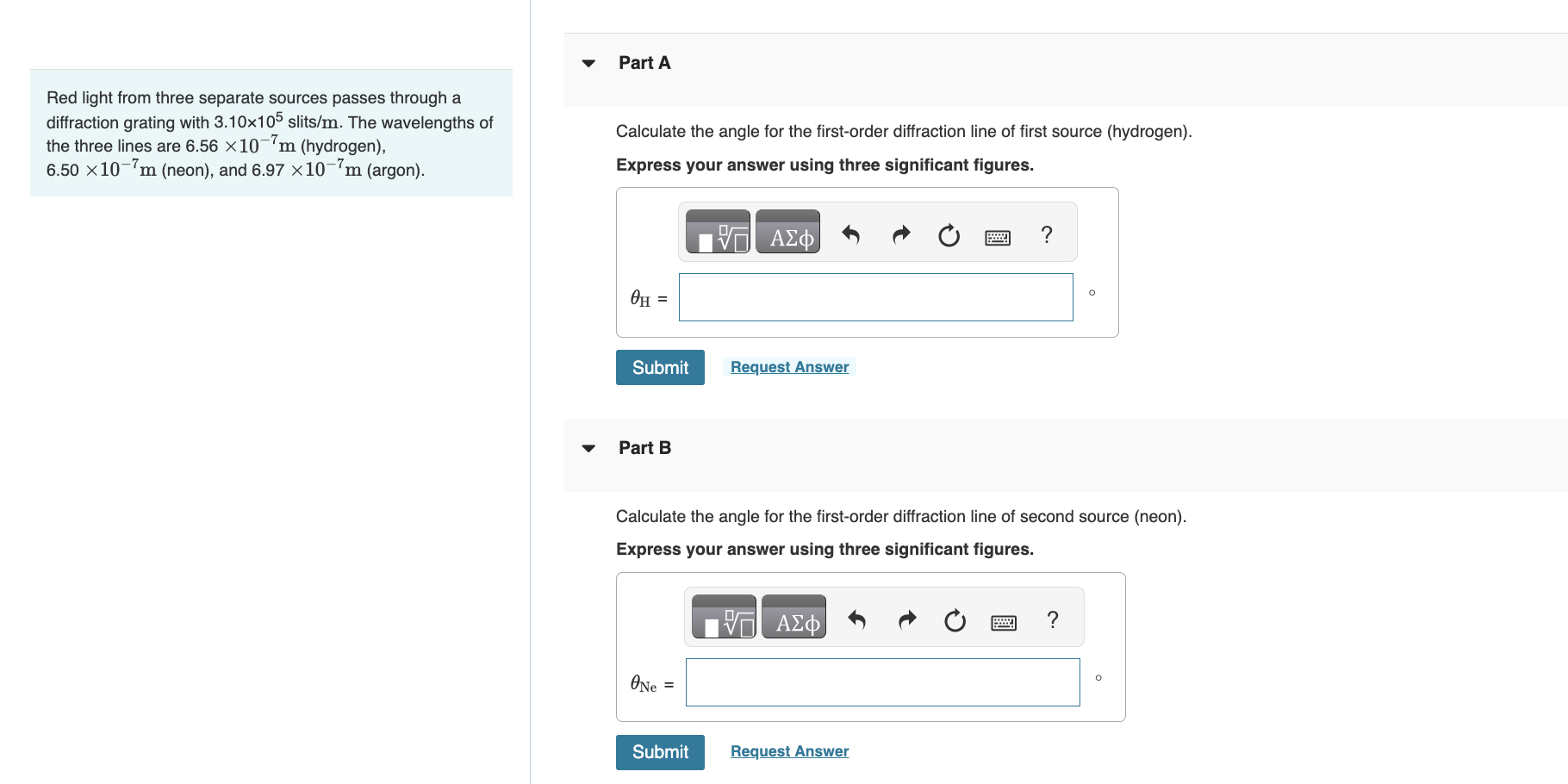 Solved Red light from three separate sources passes through | Chegg.com