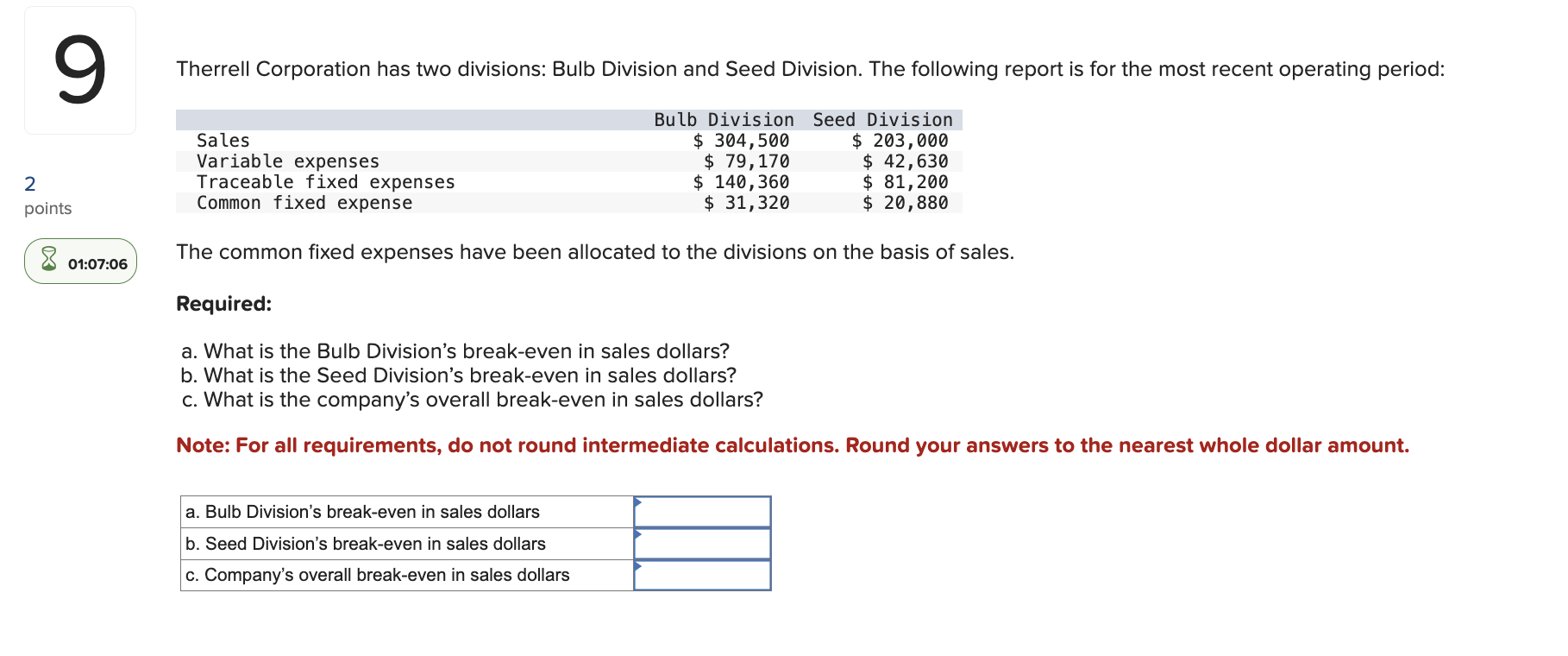 Solved Therrell Corporation has two divisions: Bulb Division | Chegg.com