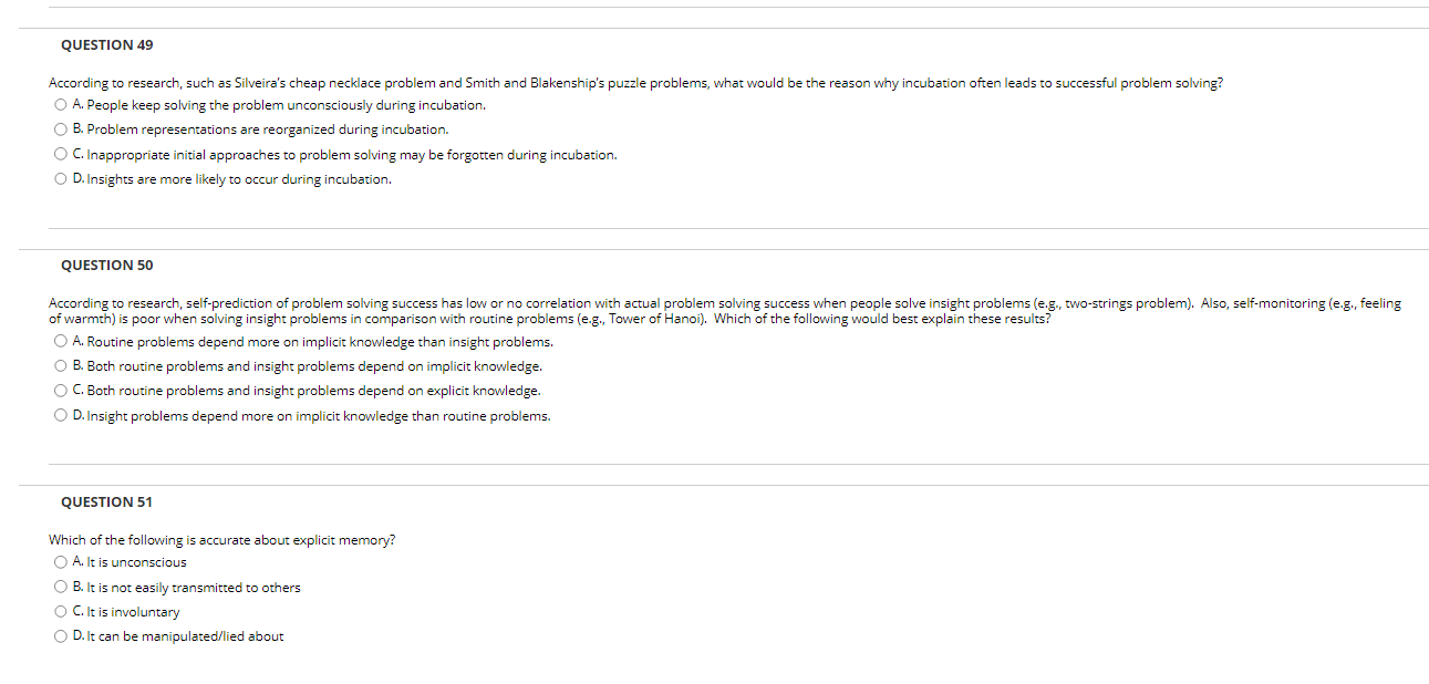 Solved A. People keep solving the problem unconsciously | Chegg.com