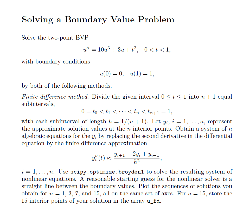 How to solve two point boundary problem using finite | Chegg.com