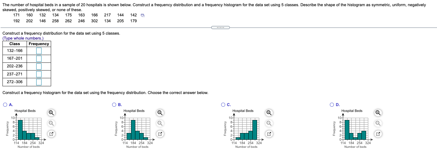 Solved The number of hospital beds in a sample of 20 | Chegg.com