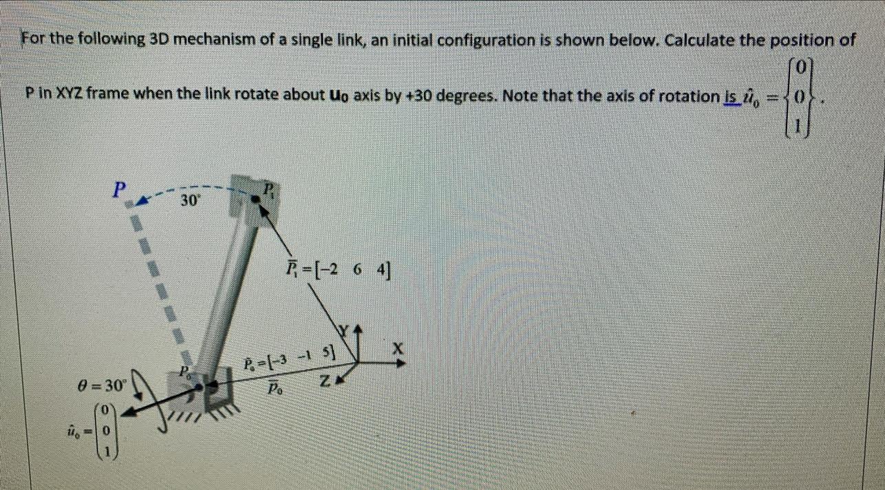 Solved For the following 3D mechanism of a single link, an | Chegg.com