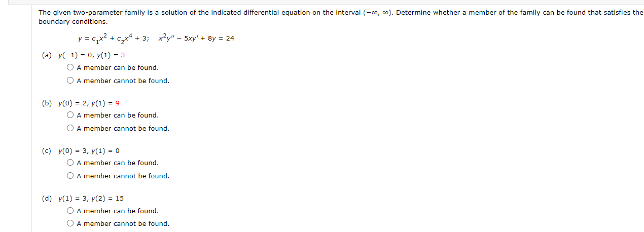 Solved The given two-parameter family is a solution of the | Chegg.com