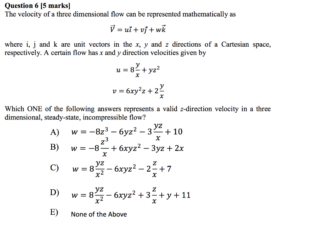 Solved Question 6 [5 marks] The velocity of a three | Chegg.com