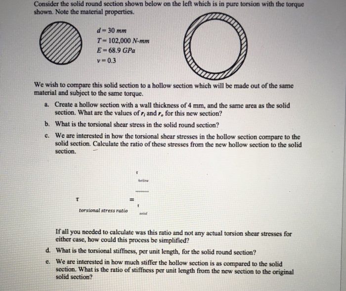 Solved Consider the solid round section shown below on the | Chegg.com