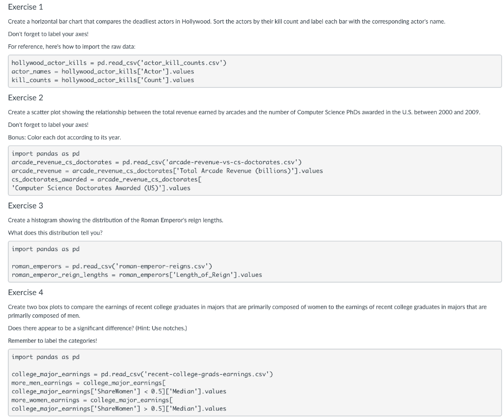 Solved Exercise 1 Create a horizontal bar chart that | Chegg.com