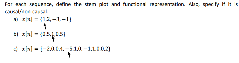 Solved For each sequence, define the stem plot and | Chegg.com
