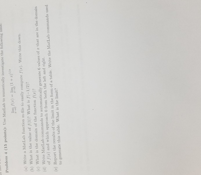 Solved Problem 4 15 Points Use Matlab To Numerically