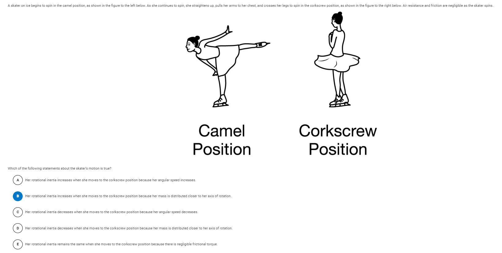 Solved A skater on ice begins to spin in the camel position, | Chegg.com