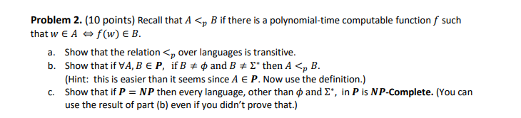 Solved Problem 2. (10 points) Recall that A