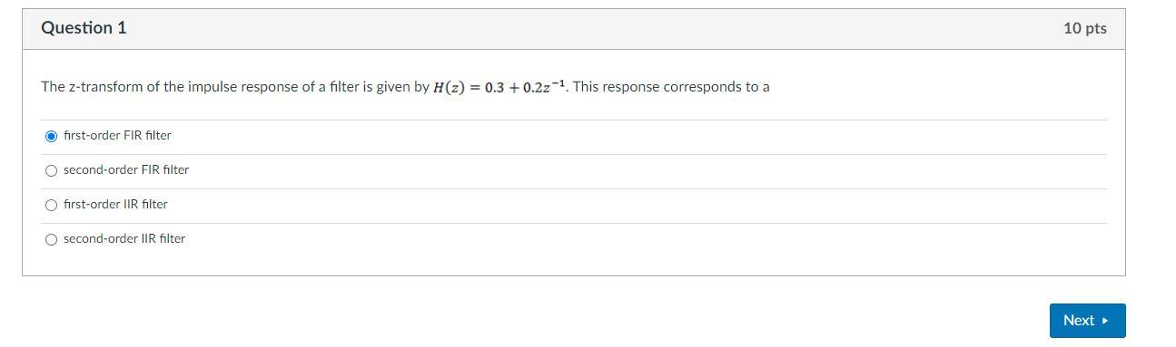 Solved Which is the answer? Is it Second-Order FIR filter? | Chegg.com