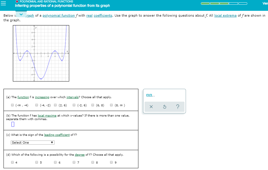 Solved O POLYNOMIAL AND RATIONAL FUNCTIONS Inferring | Chegg.com