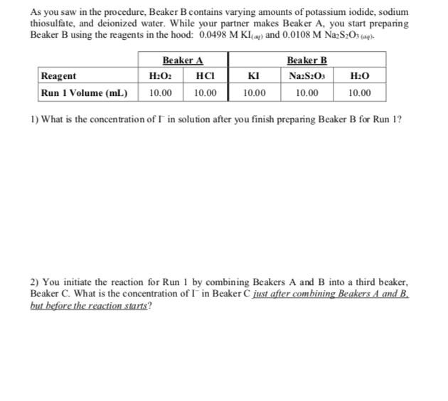 Solved As you saw in the procedure, Beaker B contains | Chegg.com