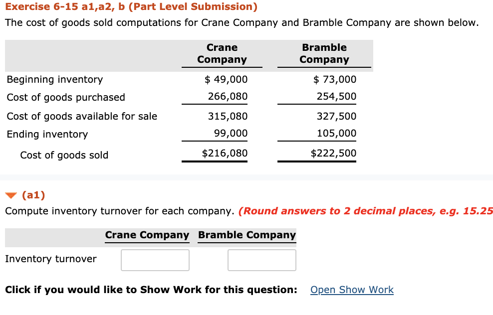 Solved Exercise 6-15 a1,a2, b (Part Level Submission) The | Chegg.com