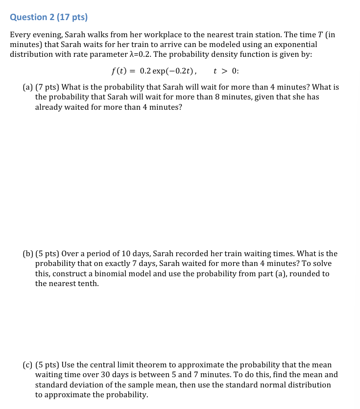 Question 2 (17 ﻿pts)Every evening, Sarah walks from | Chegg.com